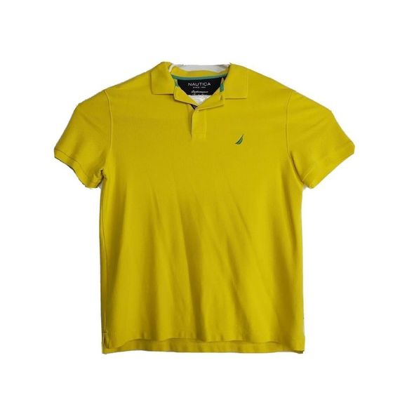 Nautica | Shirts | Nautica Mensyellow Blue Collar Polo Shirt Golf Large ...